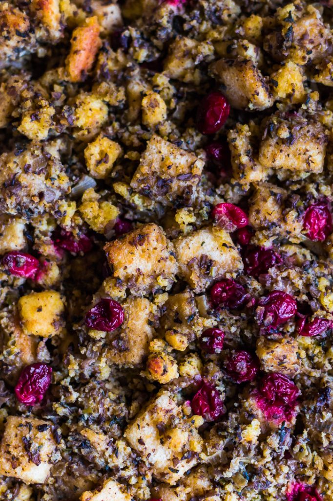 Cornbread and Cranberry Vegetarian Stuffing - Meg is Well