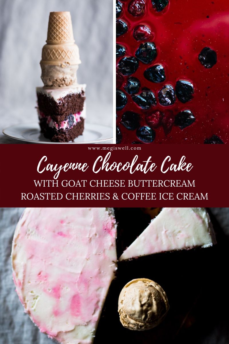 Cayenne Chocolate Cake with Roasted Cherries - Desserts | Meg is Well